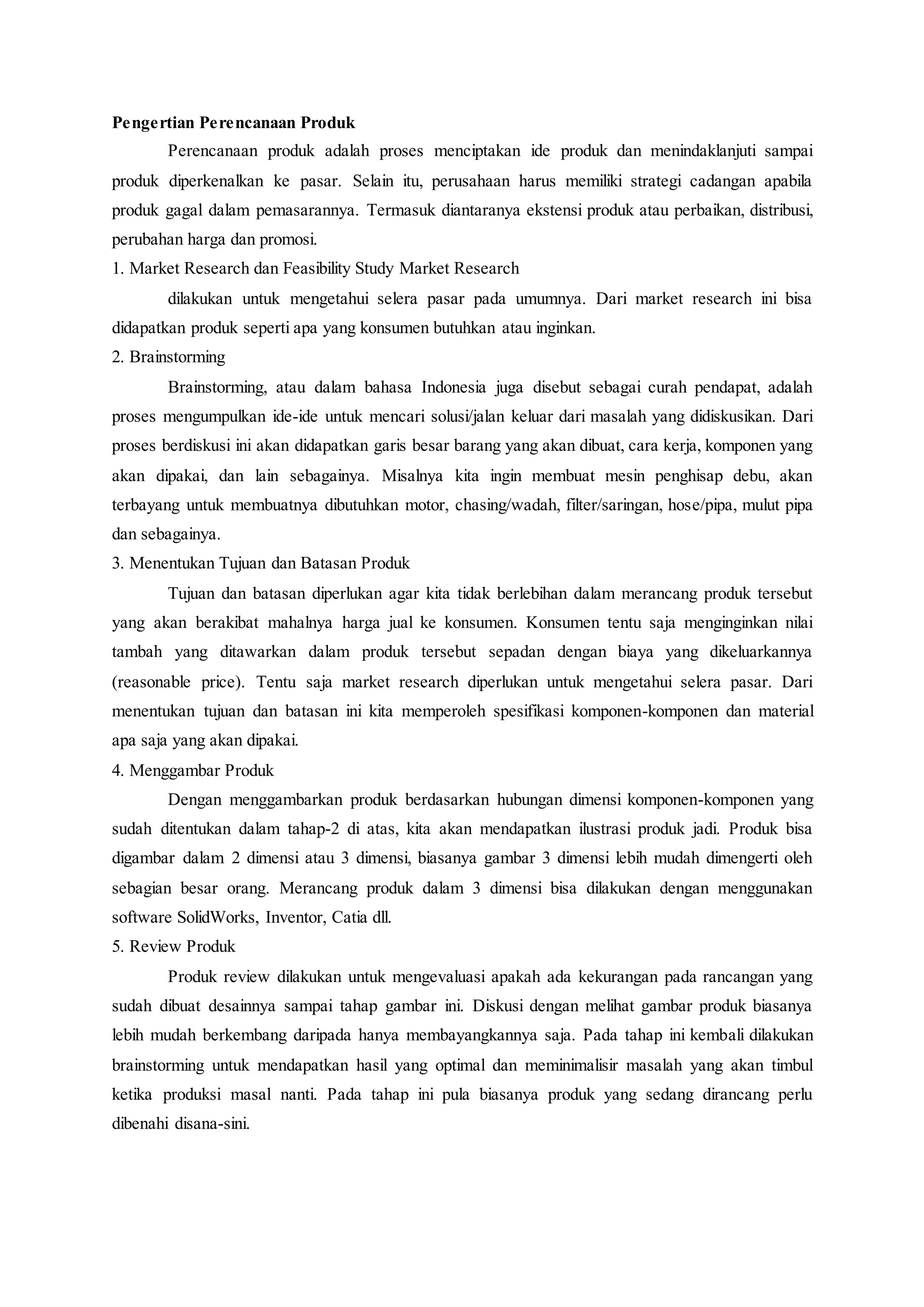 Pengertian perencanaan produk | DOCX