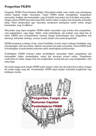 Pengertian pkbm | DOCX