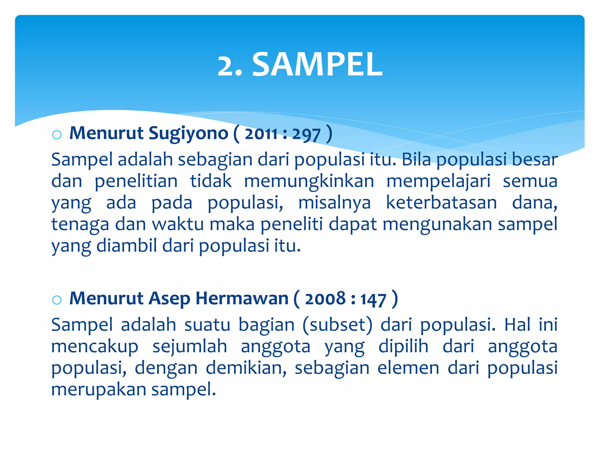 Pengertian populasi dan sampel | PPTX