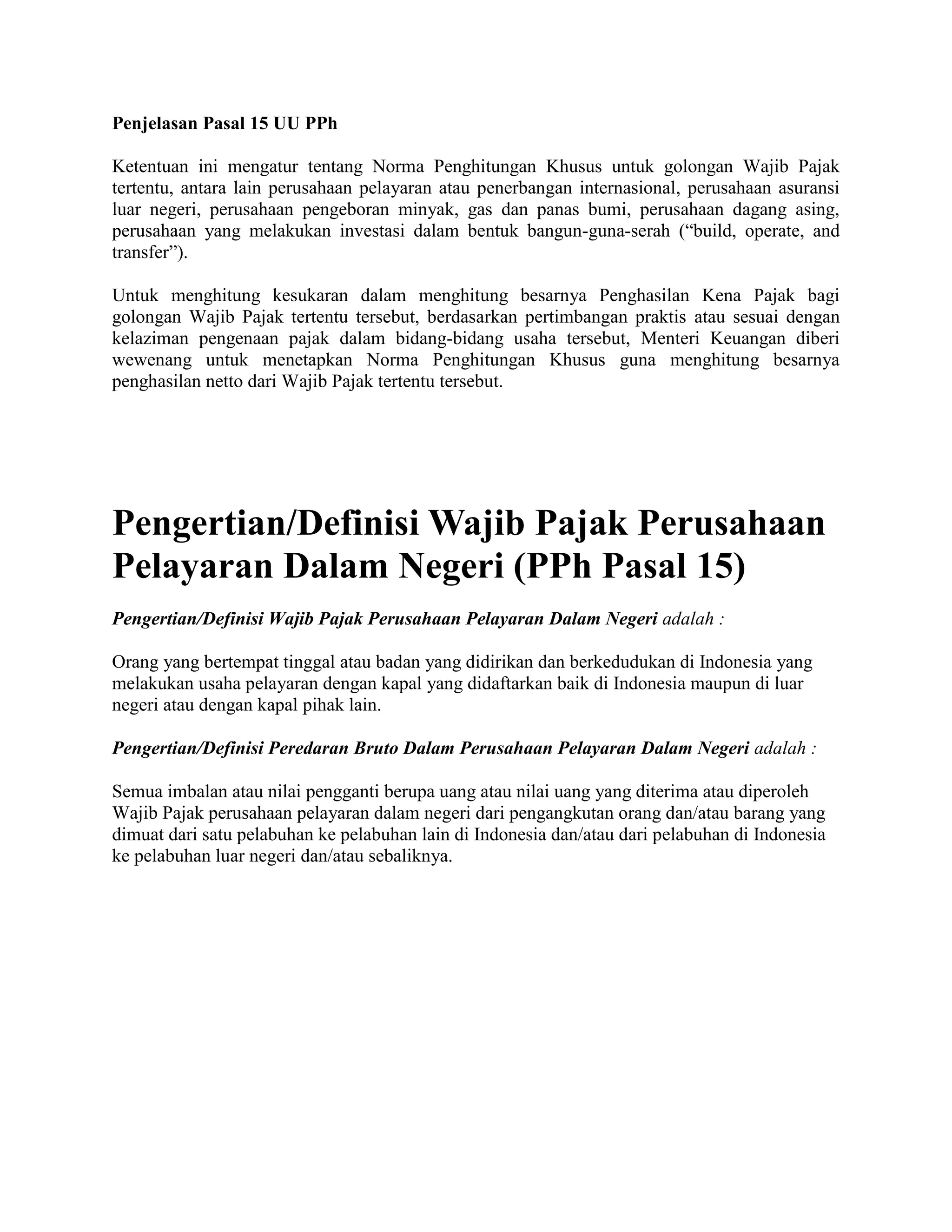 Pengertian p ph pasal 15 | DOCX