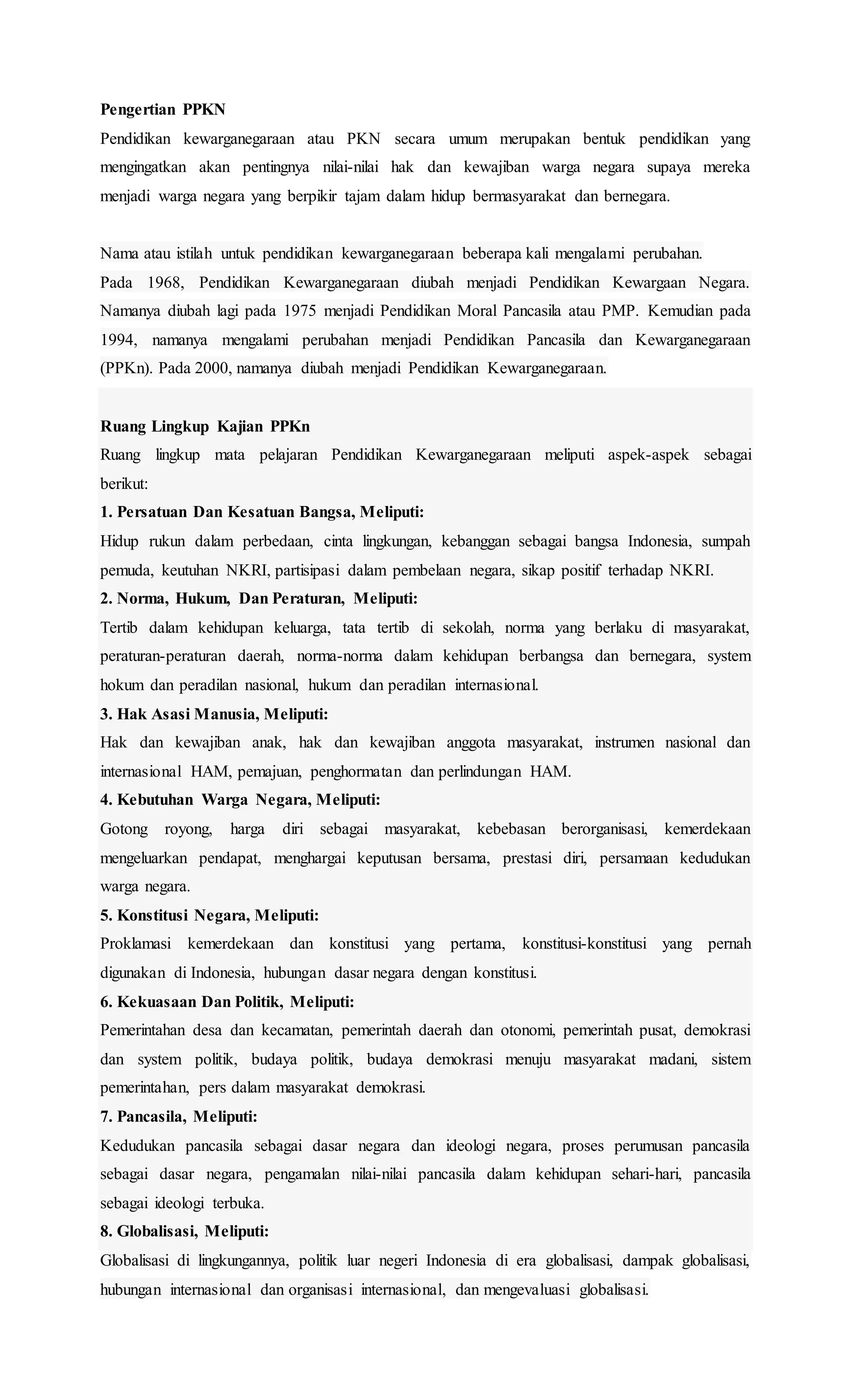 Pengertian ppkn | PDF