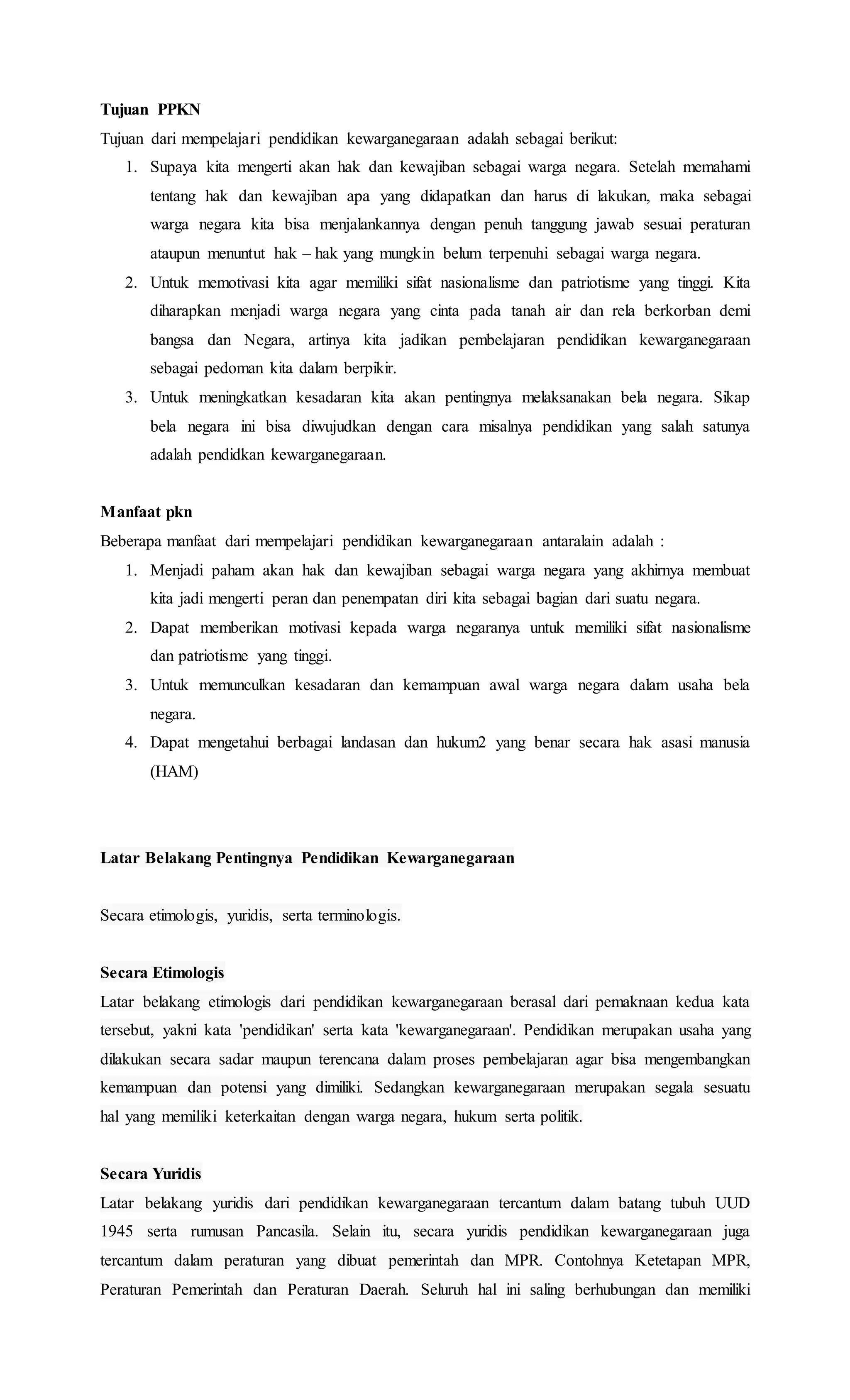 Pengertian ppkn | PDF