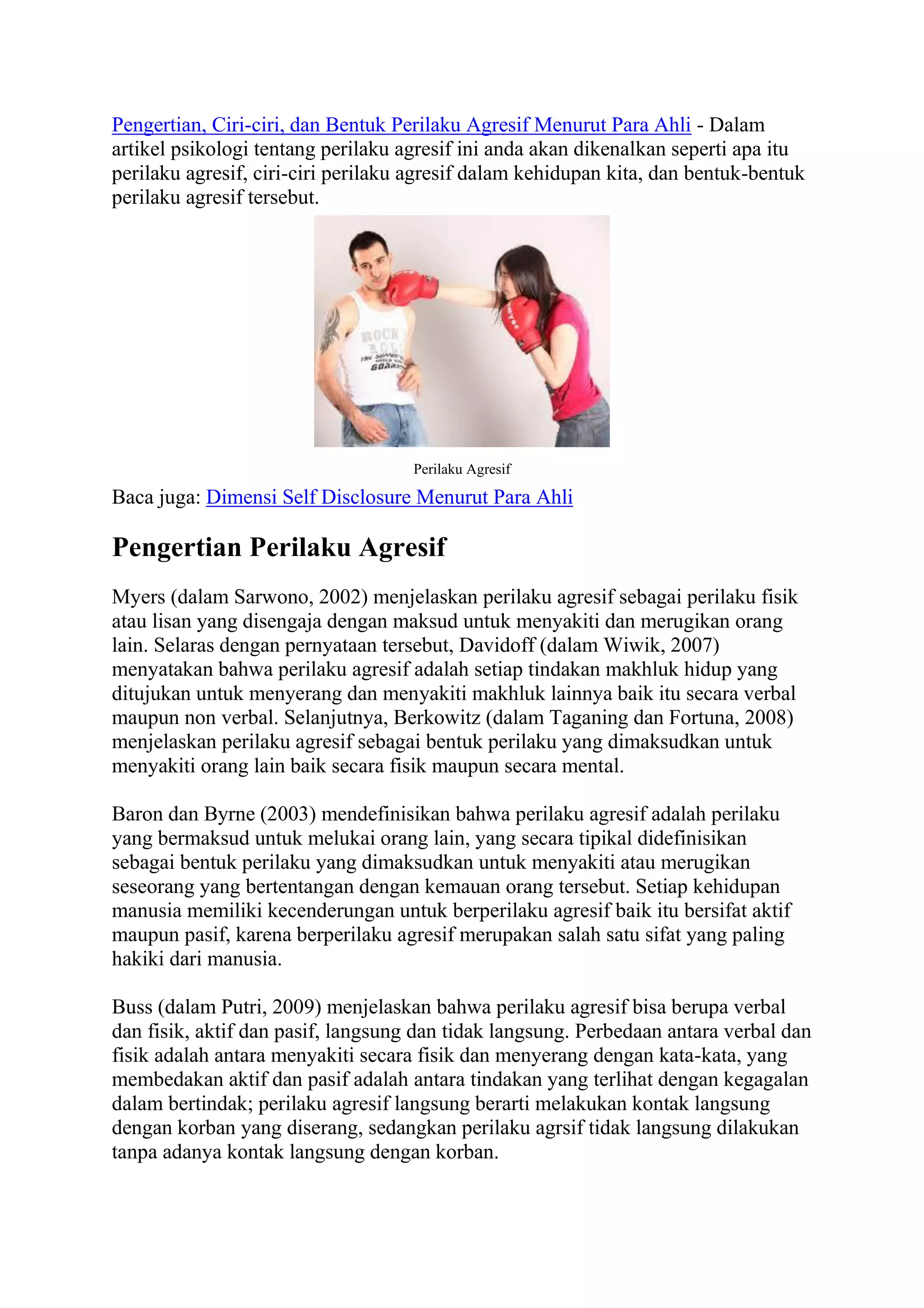 Pengertian Prilaku atau Tingkah Laku Agresif dan Teori Agresifitas ...