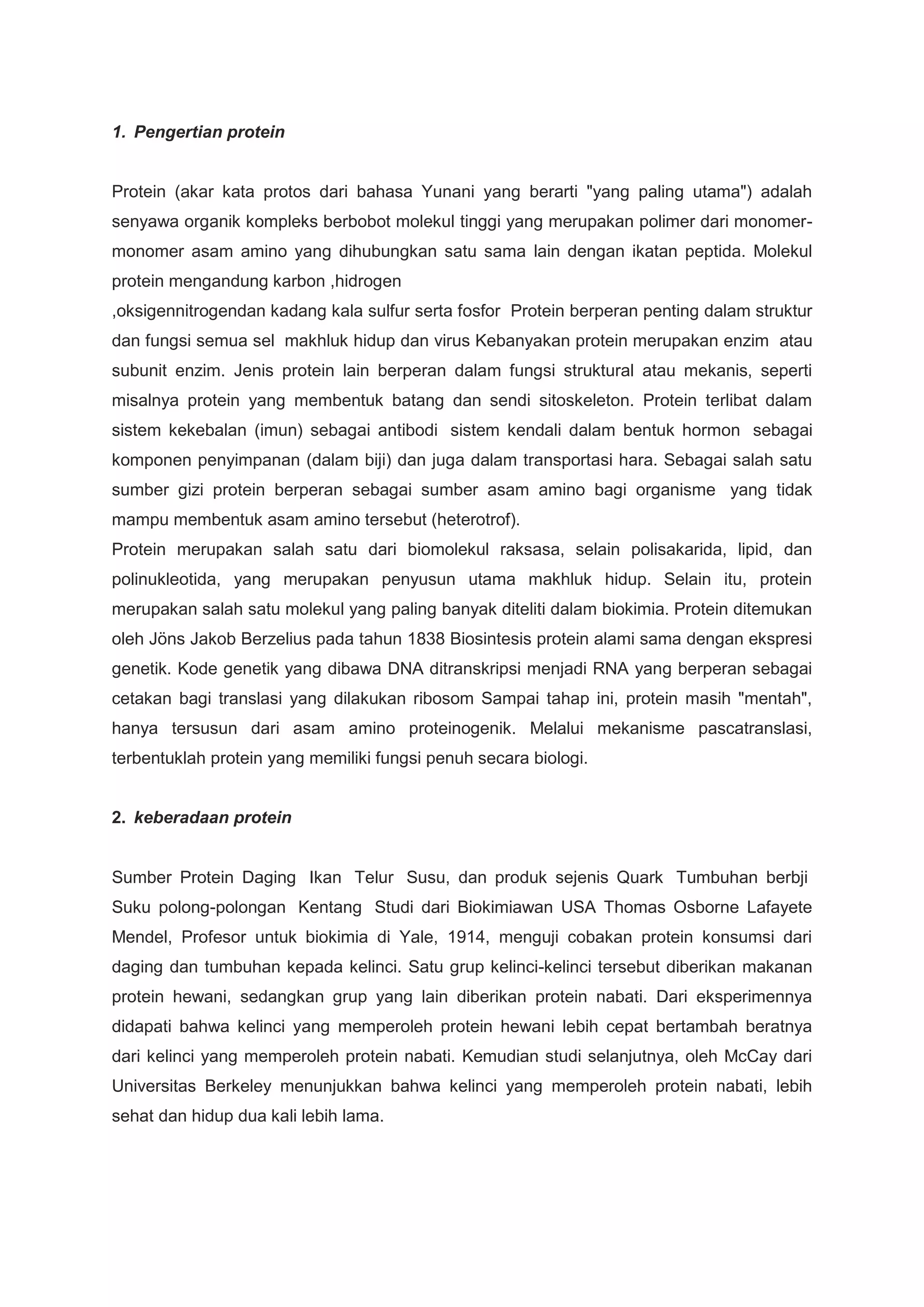 Pengertian protein | DOCX