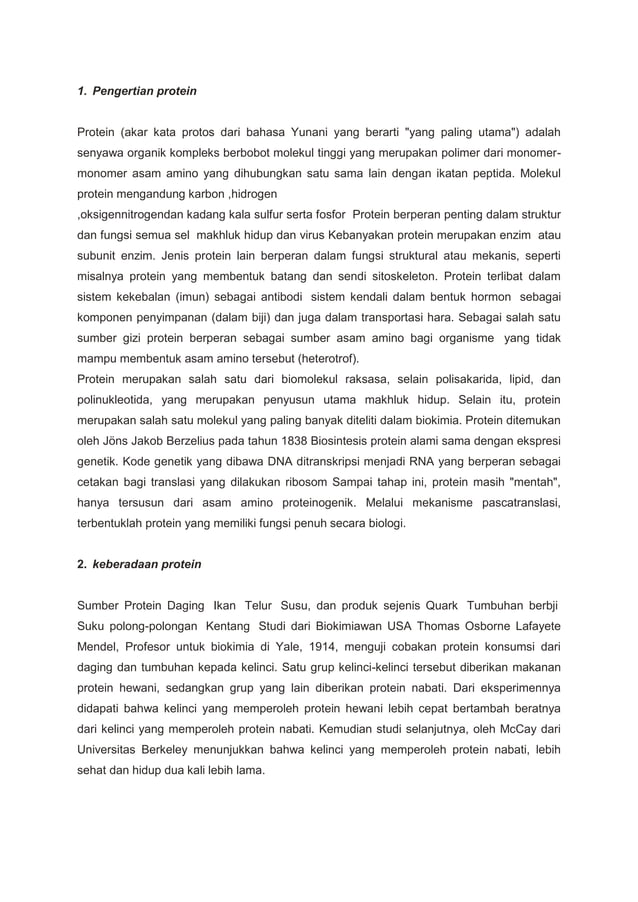 Pengertian protein | DOCX