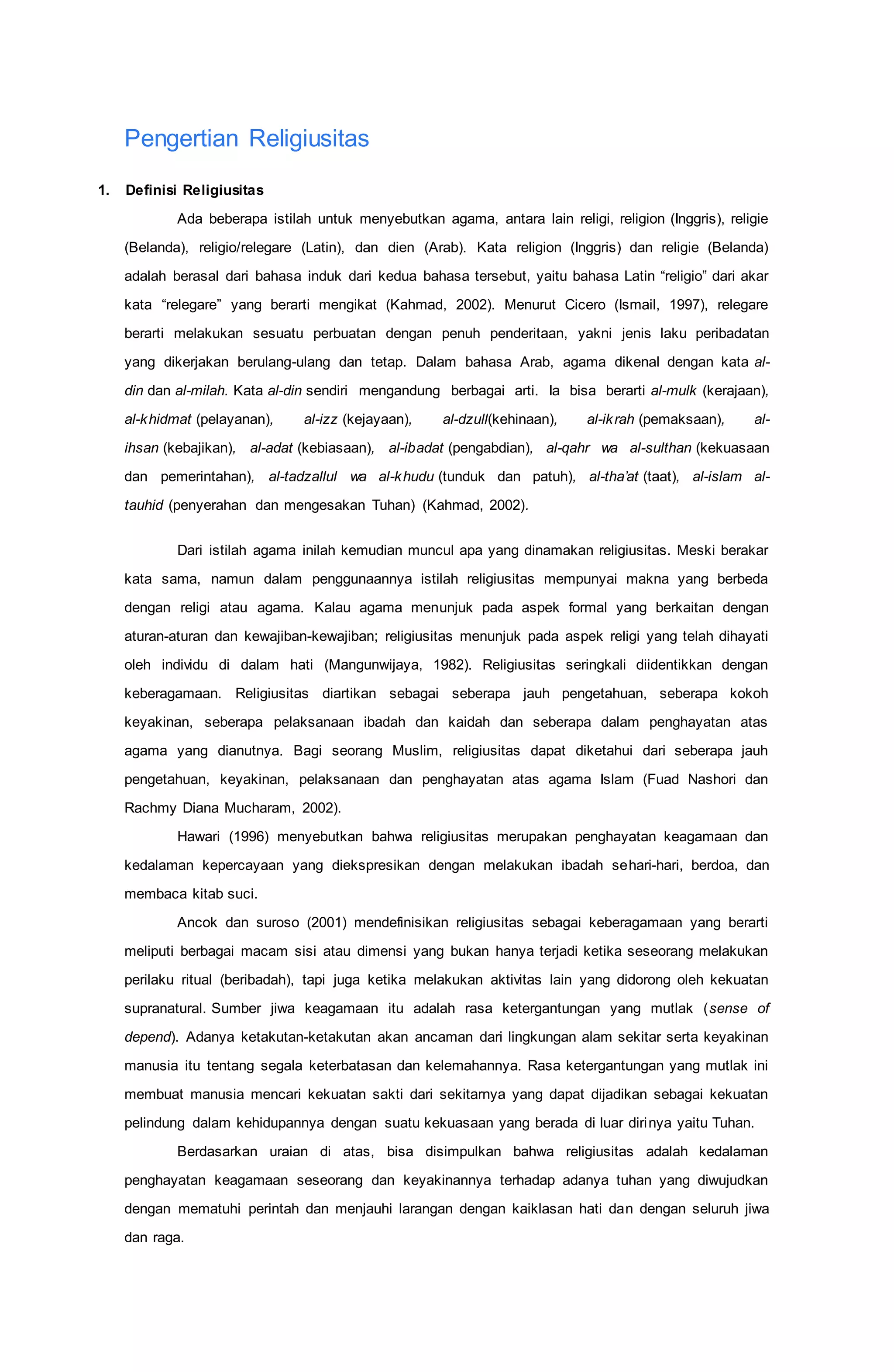 Pengertian religiusitas | DOCX