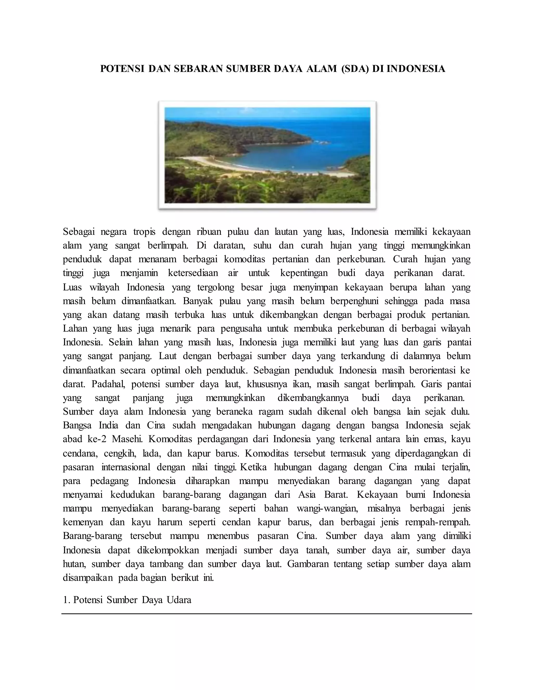 Pengertian sda dan sebaran sda di indonesia | DOCX