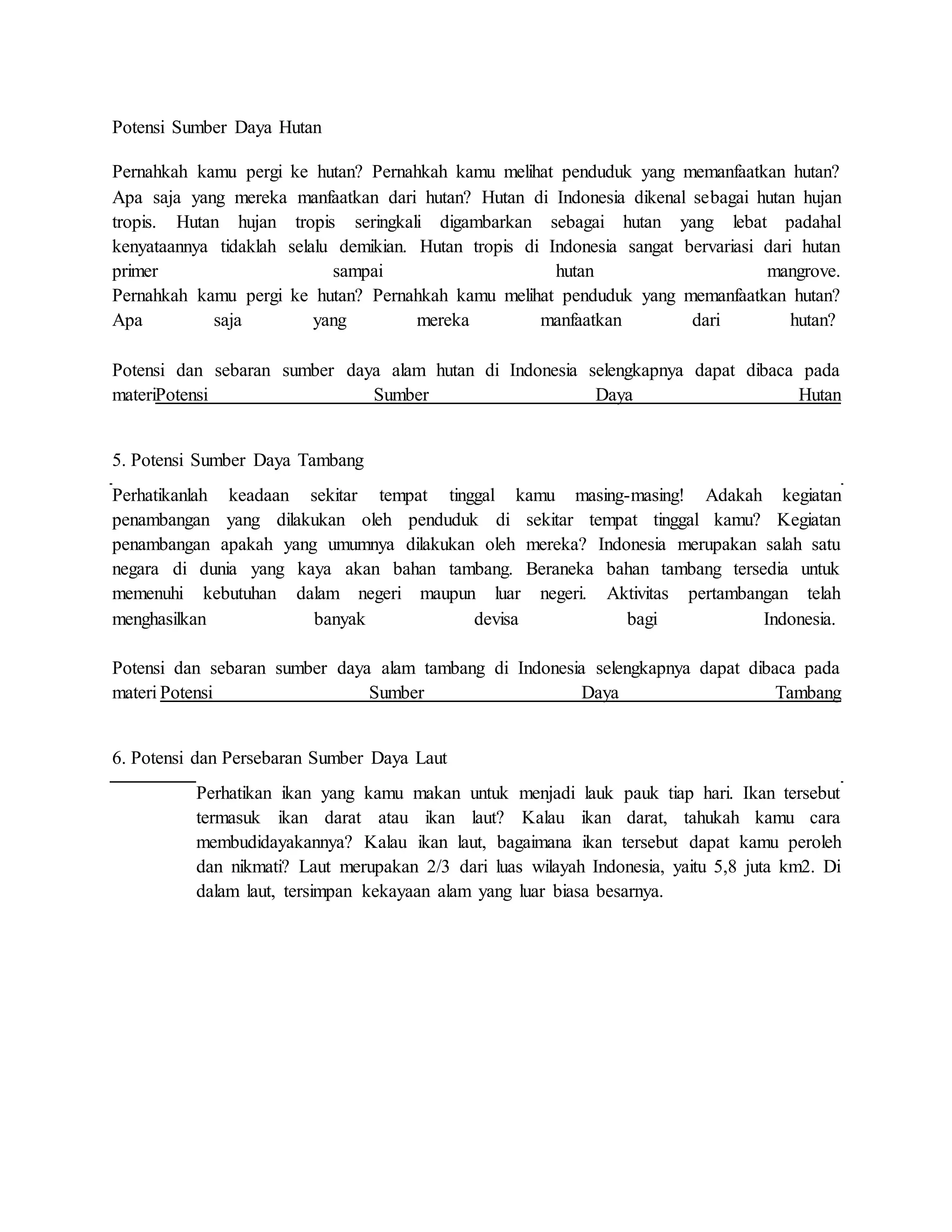 Pengertian sda dan sebaran sda di indonesia | DOCX