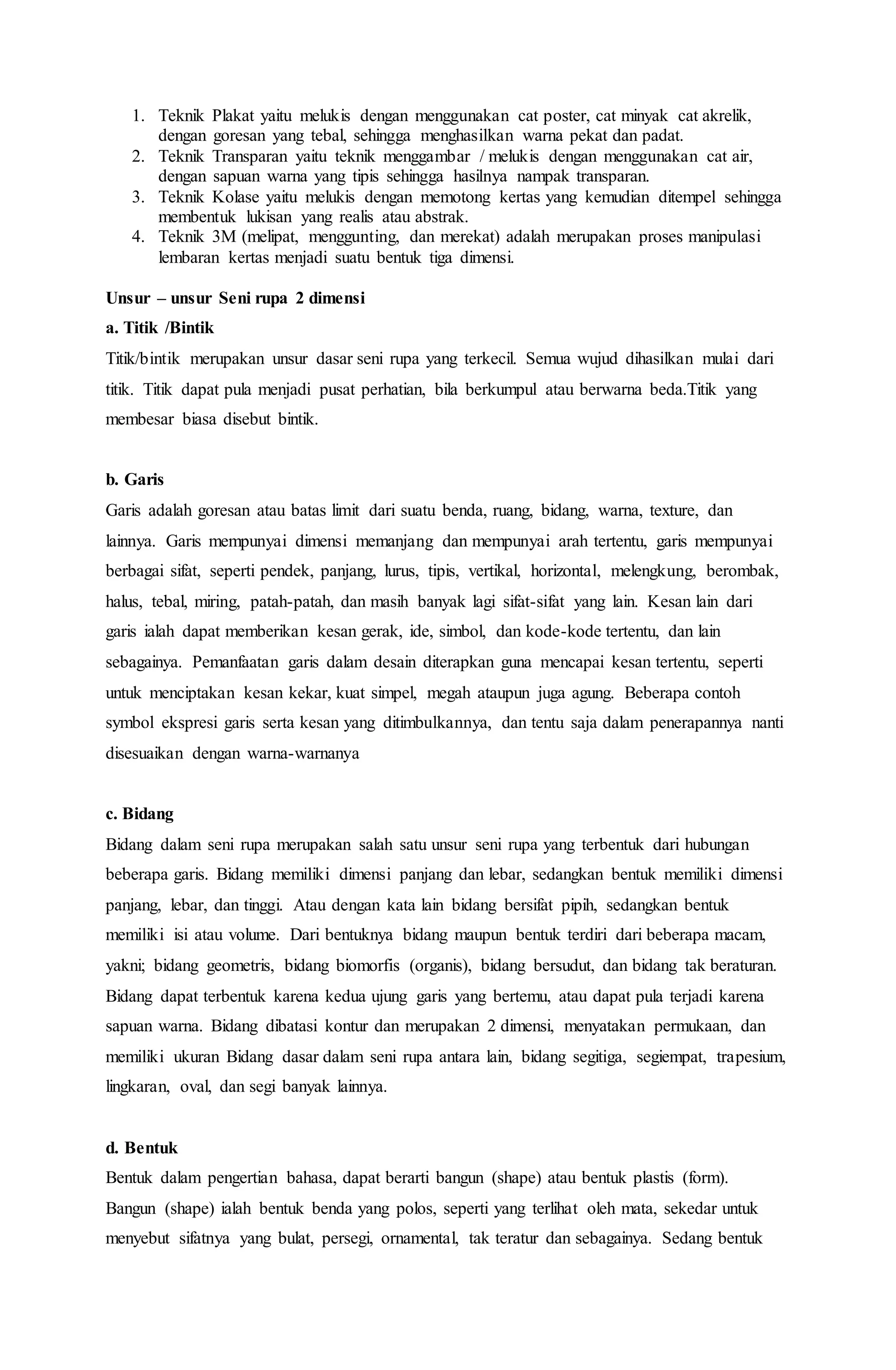 Pengertian seni rupa murni dan terapan | DOCX