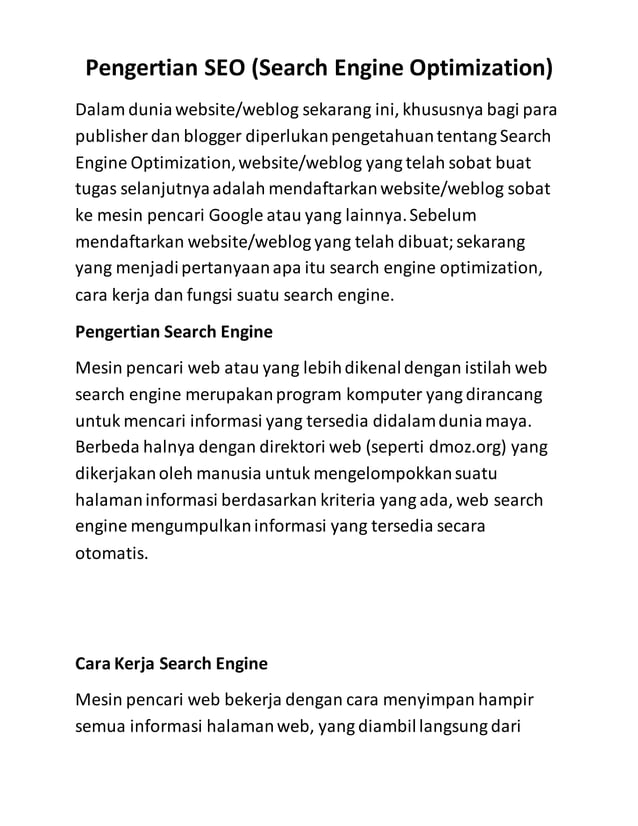 Pengertian SEO (Search Engine Optimization) | PDF