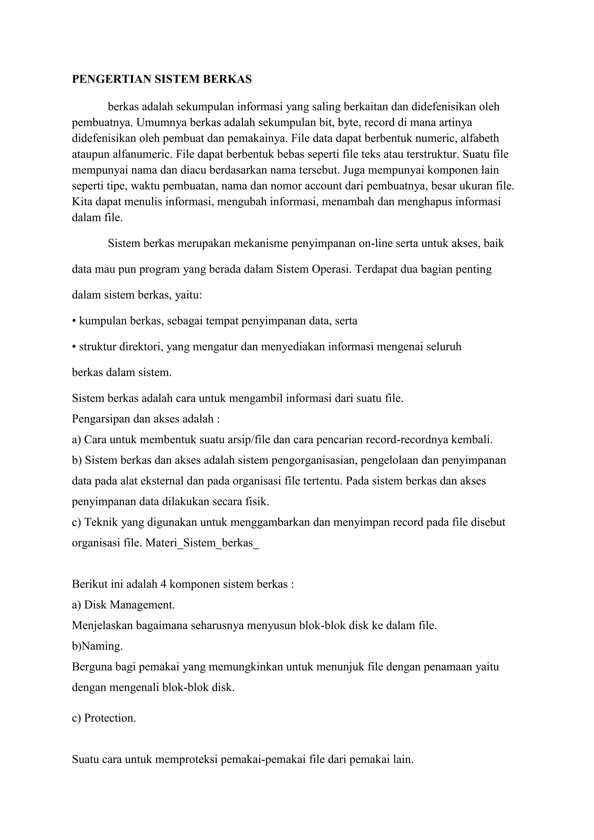 Pengertian sistem berkas | DOCX