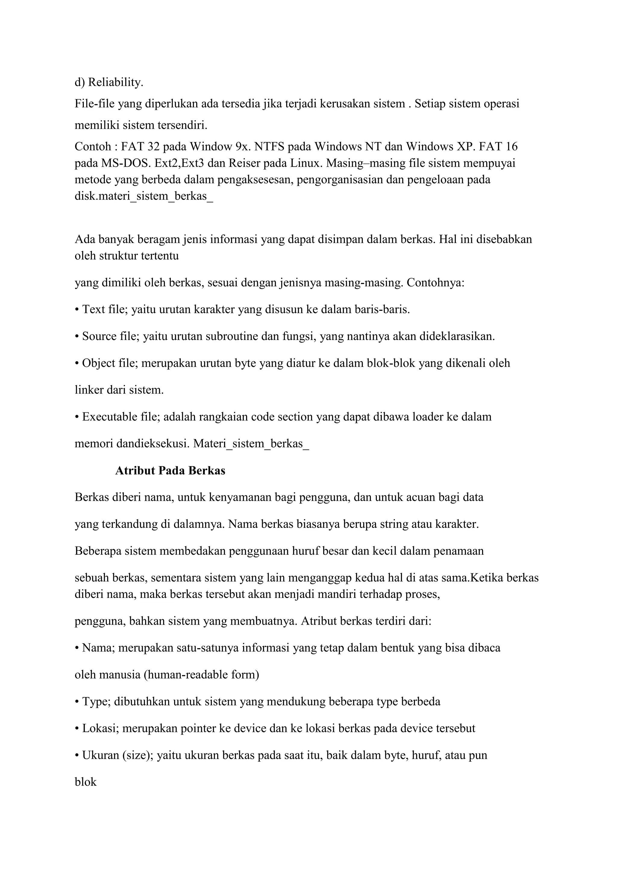 Pengertian sistem berkas | DOCX