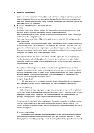 Pengertian sistem urinaria | DOCX