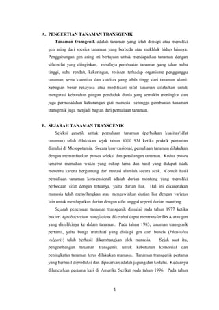 Pengertian Tanaman Transgenik Lengkap | PDF