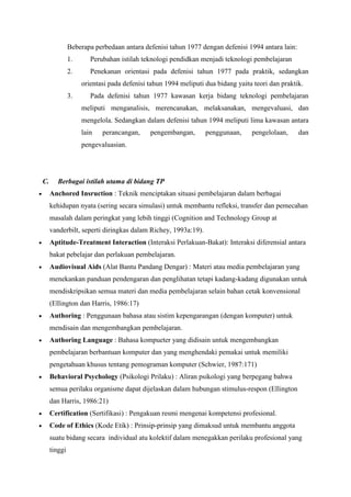 Pengertian teknologi pembelajaran | PDF