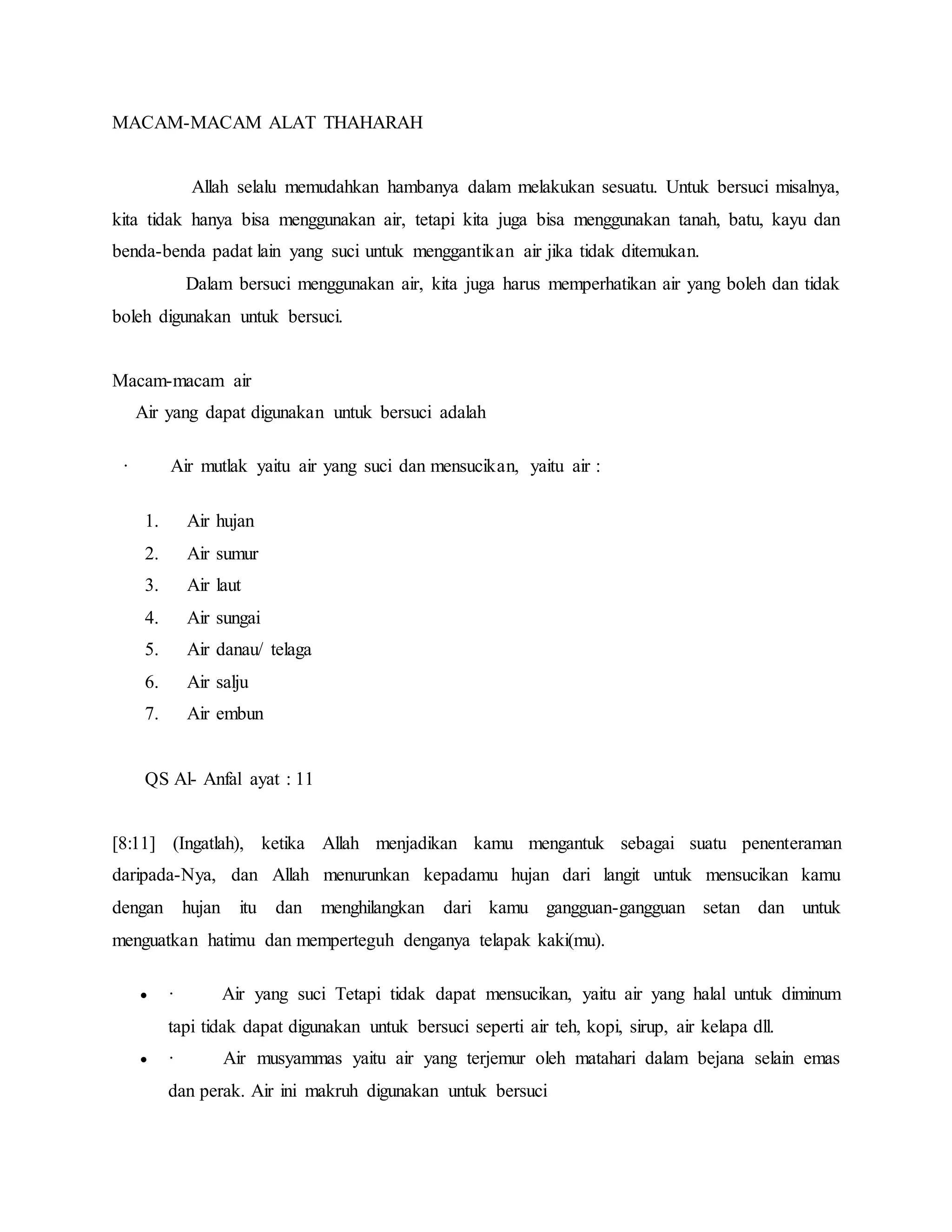 Pengertian thaharah | DOCX