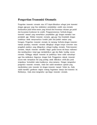 Pengertian transmisi otomatis | DOCX