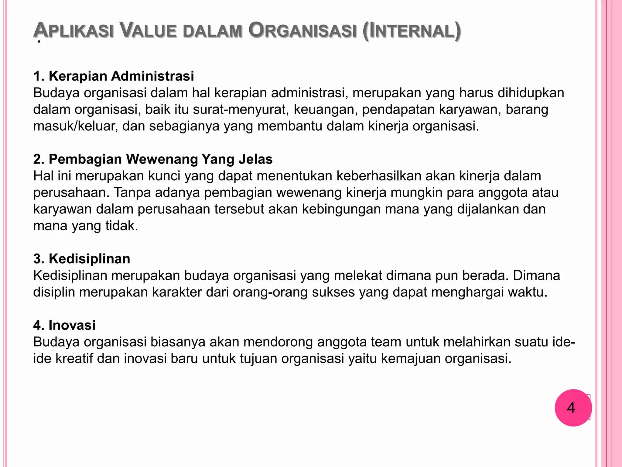 Pengertian value dan contohnya dalam organisasi | PPTX