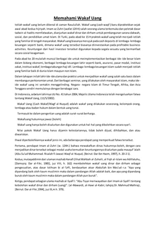 Pengertian wakaf | DOCX
