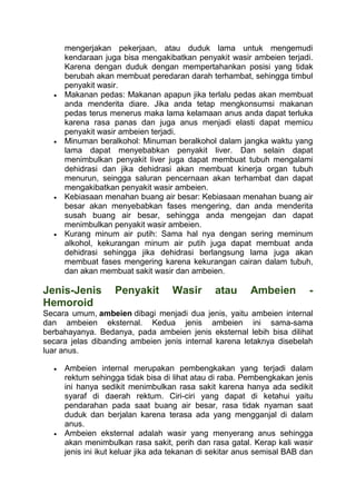 Pengertian wasir (ambeien, hemoroid) | PDF