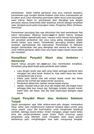 Pengertian wasir (ambeien, hemoroid) | PDF