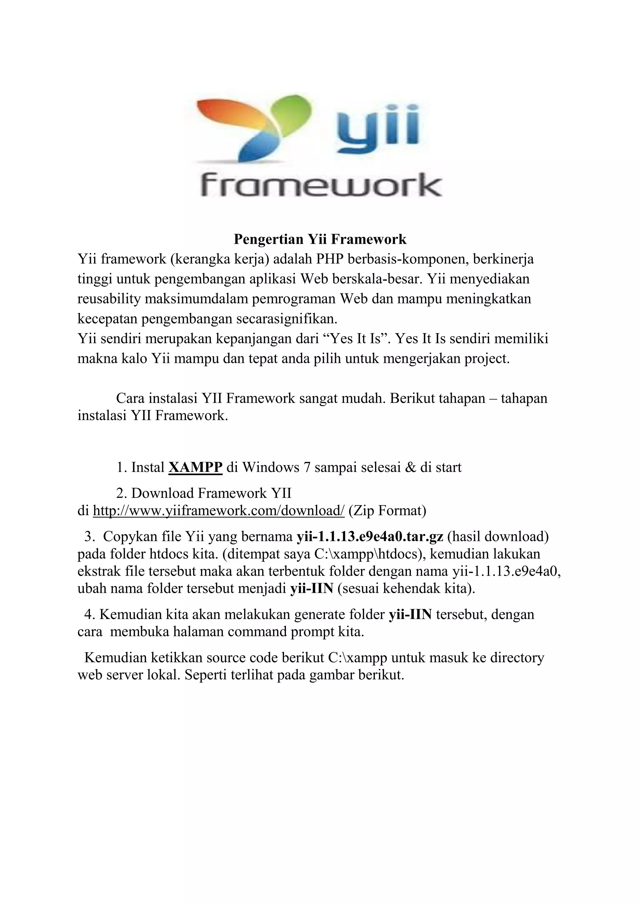 Pengertian yii framework | PDF