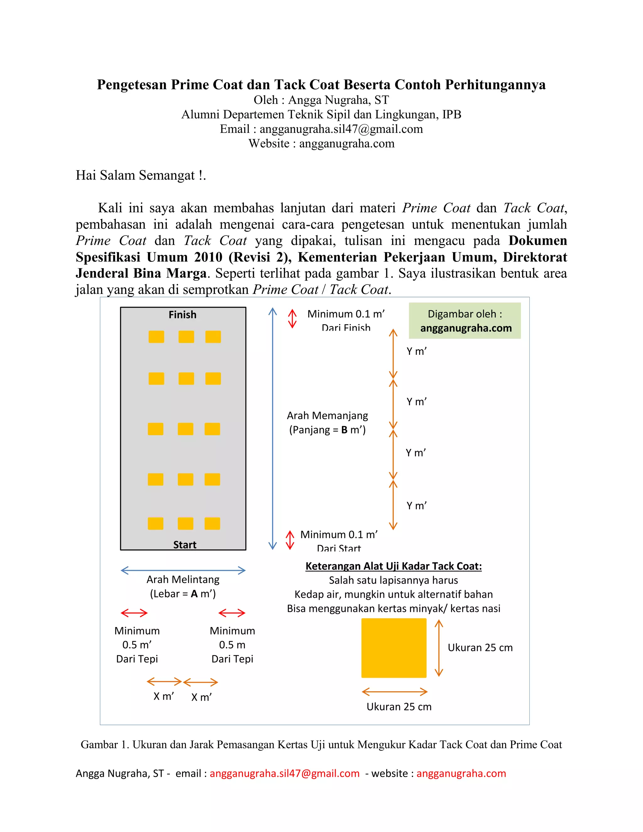 Pengetesan prime coat dan tack coat beserta contoh perhitungannya | PDF