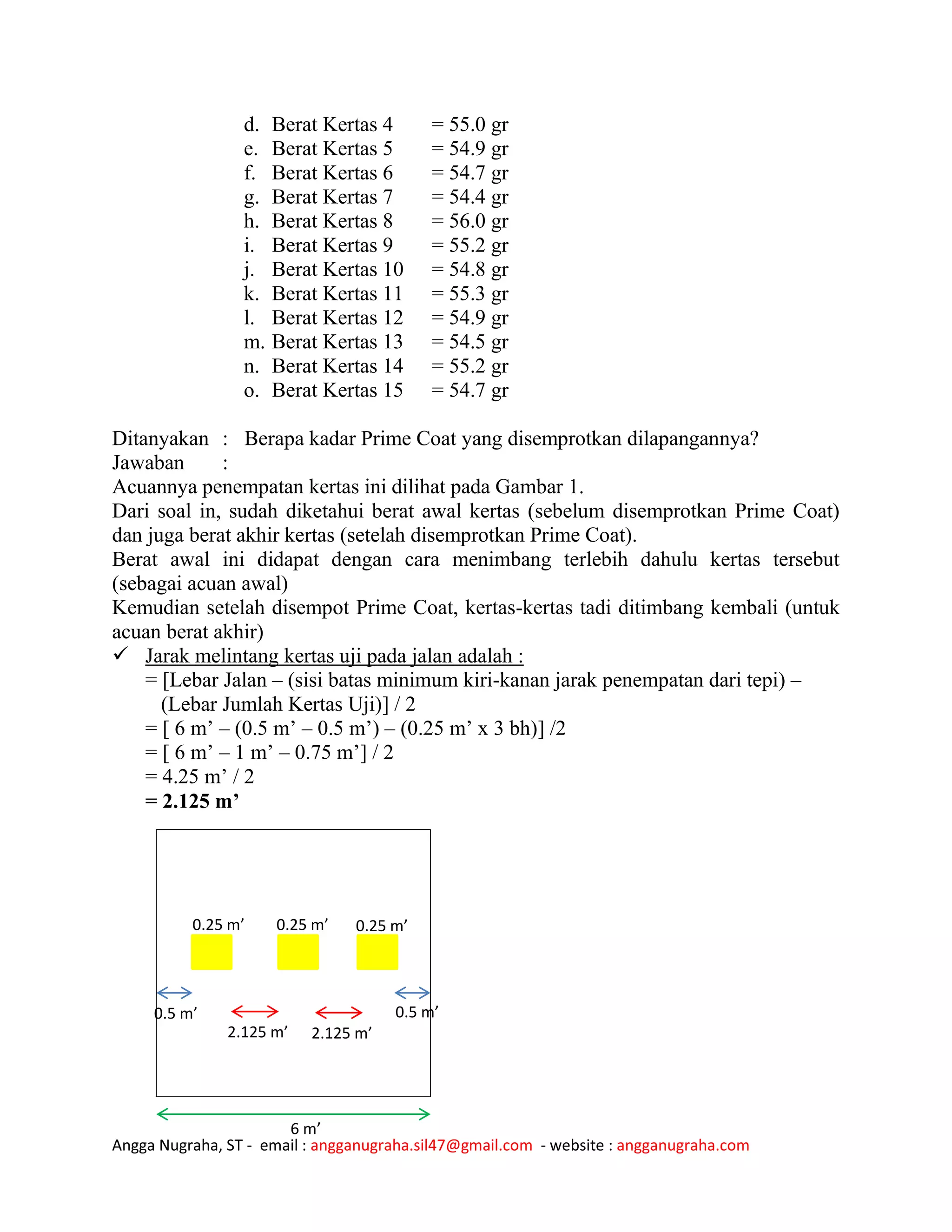 Pengetesan prime coat dan tack coat beserta contoh perhitungannya | PDF