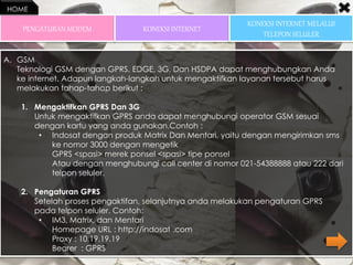 Pengeturan modem dan koneksi internet (melalui telepon seluler) | PPT
