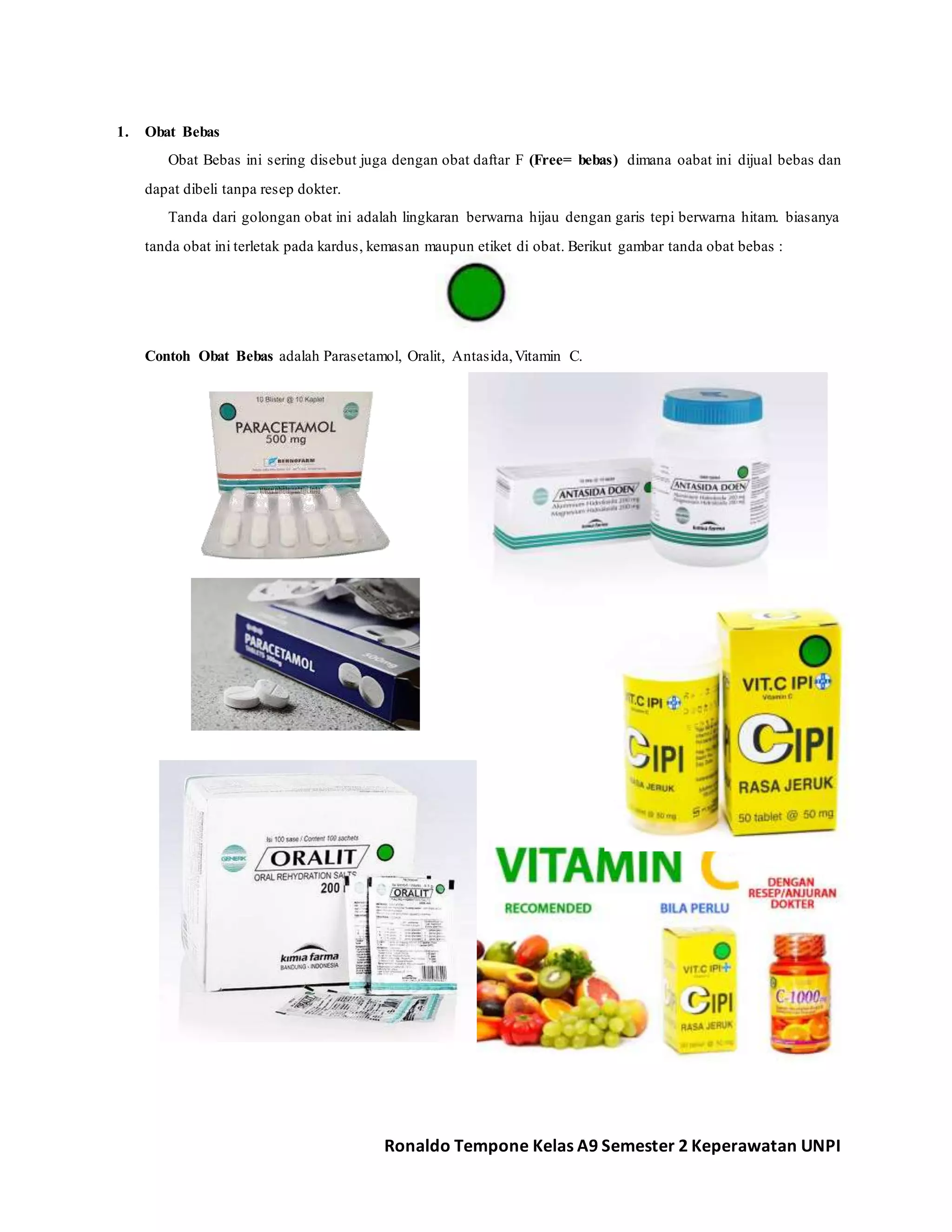 Penggolongan obat berdasarkan jenisnya | DOCX