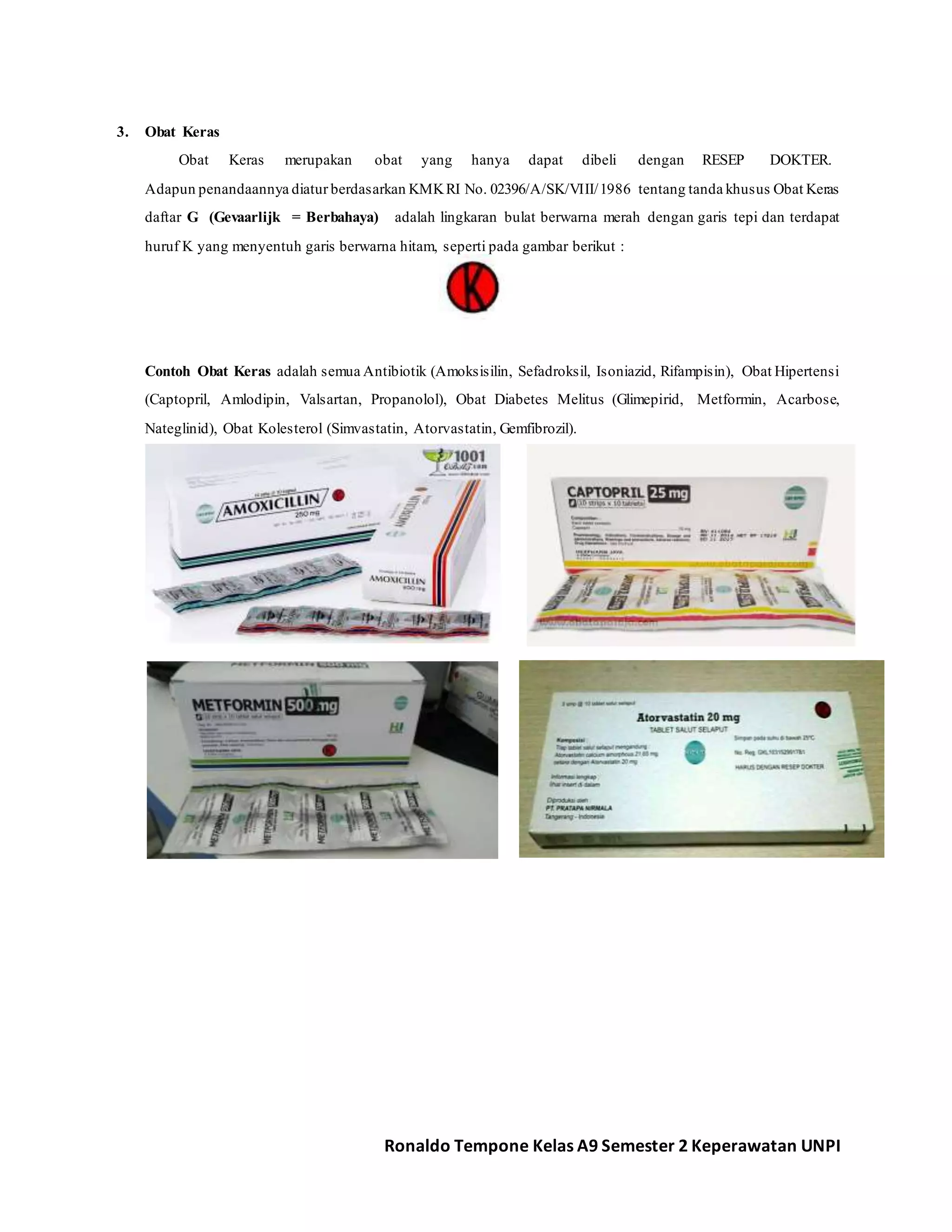 Penggolongan obat berdasarkan jenisnya | DOCX