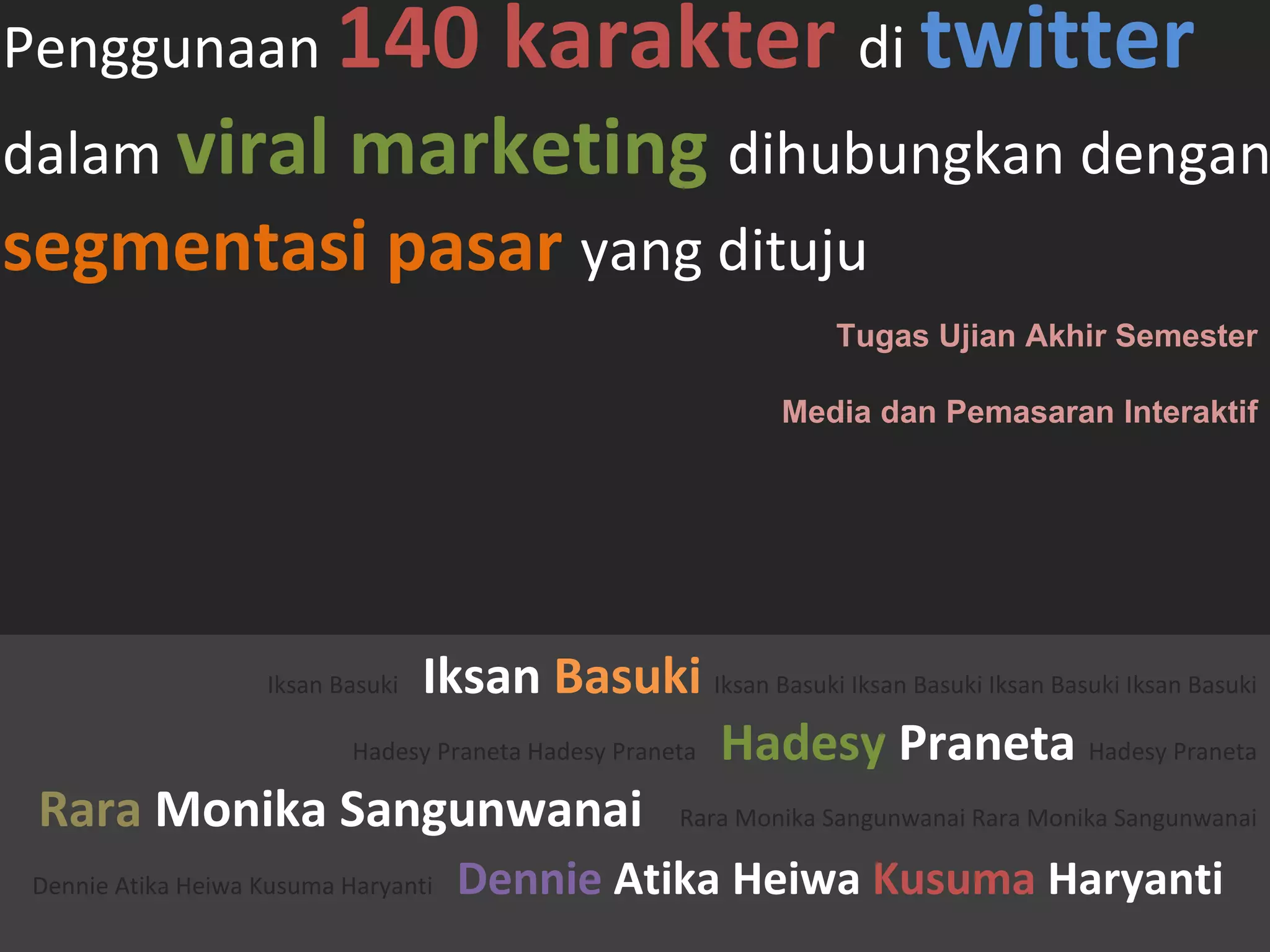 Penggunaan 140 karakter di twitter dalam viral marketing | PPT