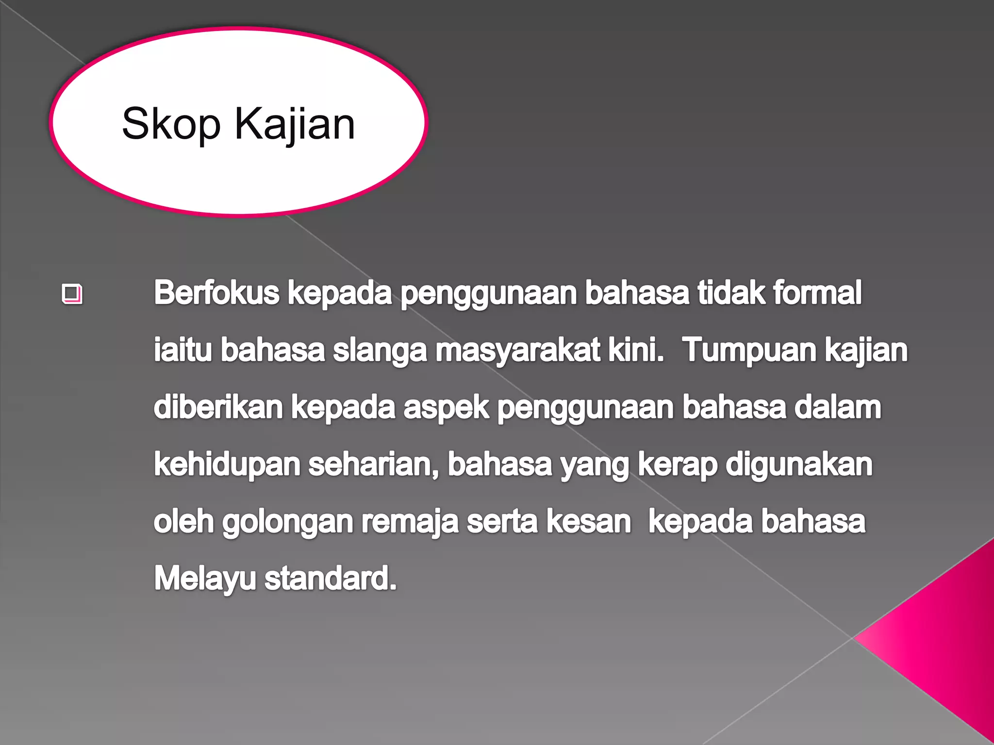 Penggunaan bahasa slanga dalam kalangan remaja | PPTX