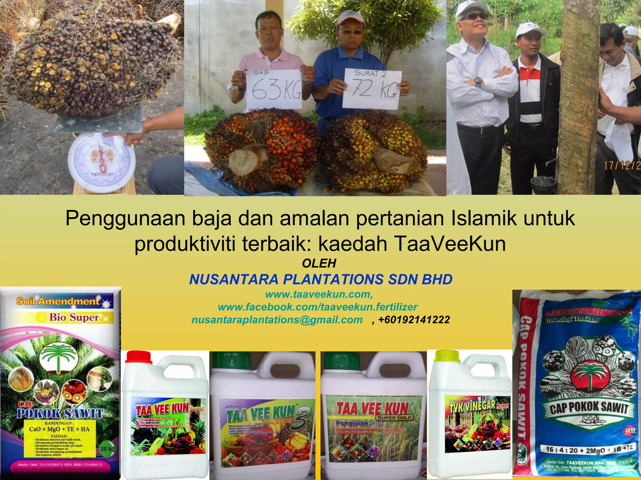Penggunaan baja & amalan pertanian islamik untuk produktiviti tanaman ...