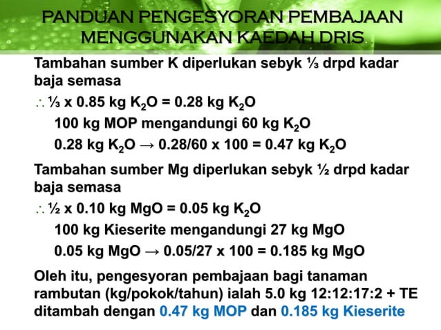 PENGGUNAAN DRIS DALAM PENGESYORAN PEMBAJAAN (KUANTATIF) | PPT