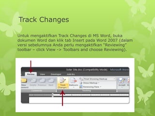 Penggunaan form, track changes, dan dropdown list | PPTX