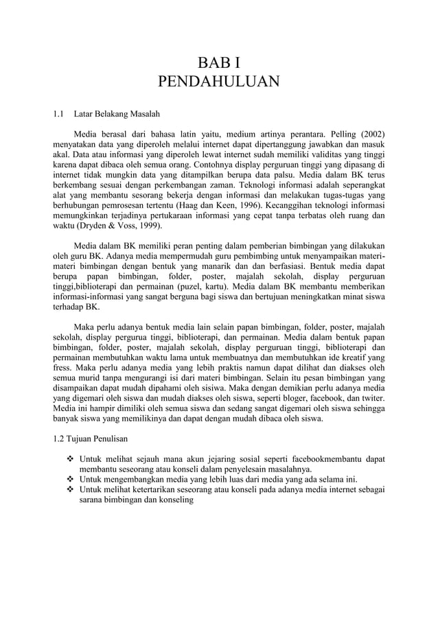 Penggunaan internet dalam bk | DOCX