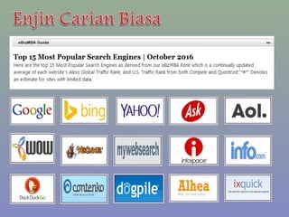 Penggunaan internet sebagai medium pencarian bahan rujukan | PPT