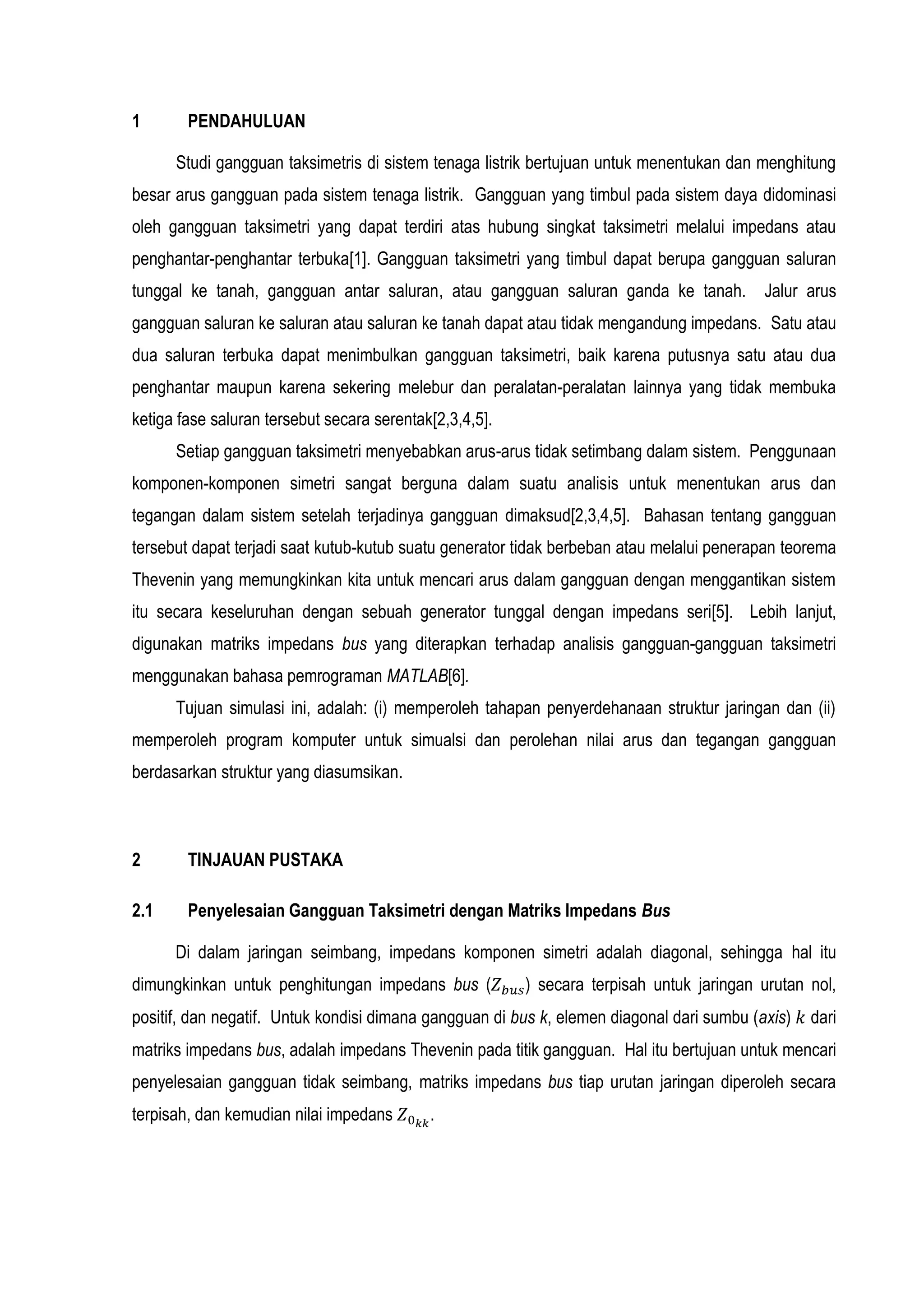 Penggunaan metode matriks impedans bus | DOCX