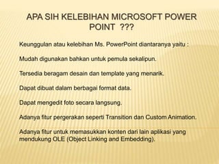 Penggunaan microsoft power point | PPT