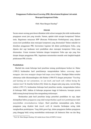 Penggunaan problem based learning pbl berorientasi kegiatan lab untuk ...