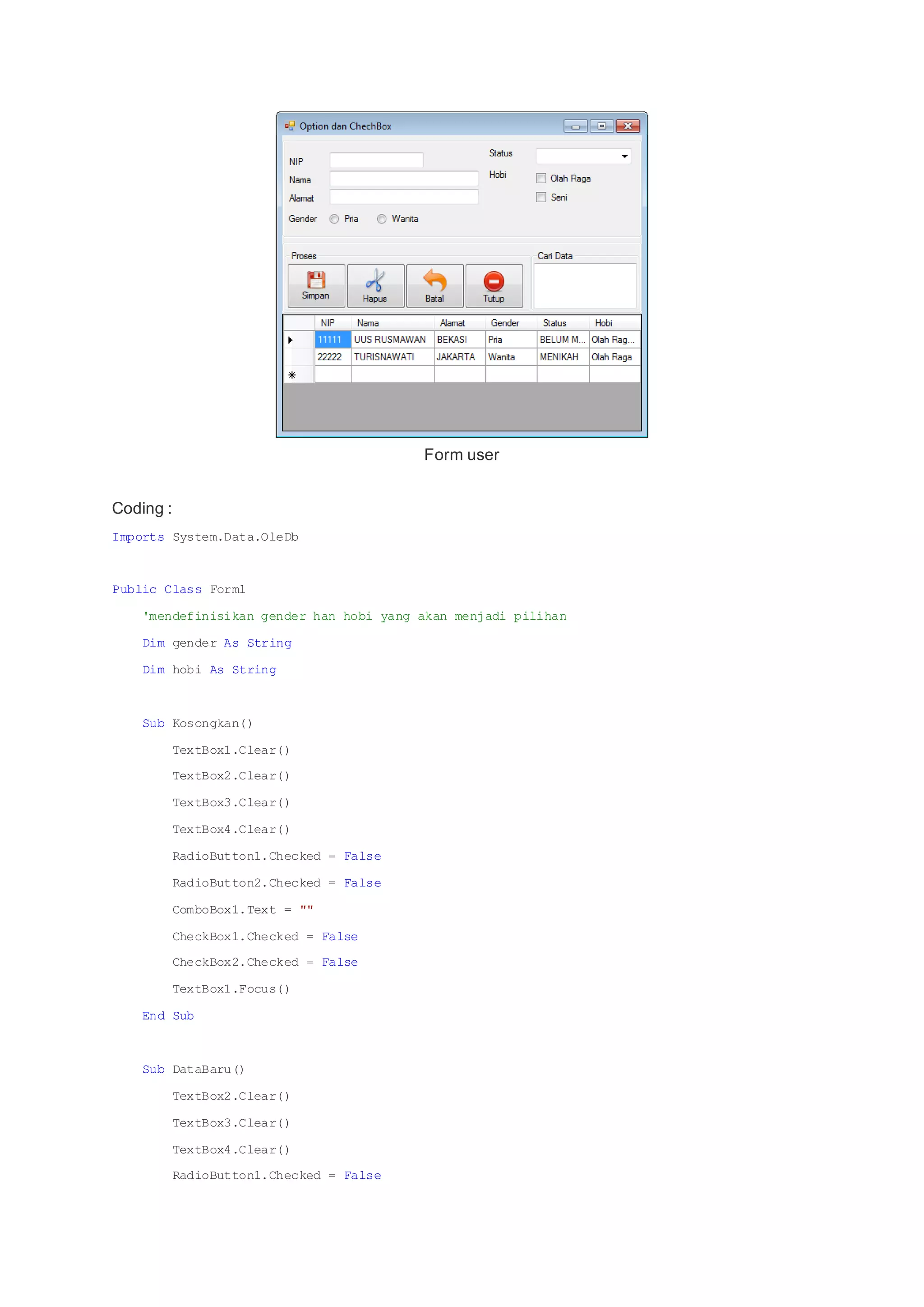 Penggunaan radio button dan checkbox dalam vb.net