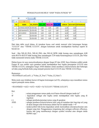 Penggunaan rumus if dan and | DOC
