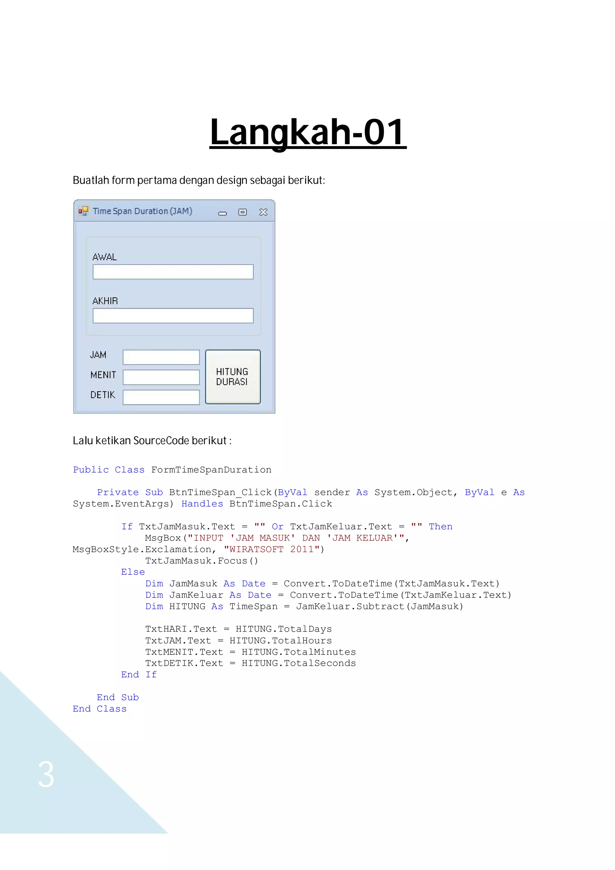 Penggunaan timespan VB.Net