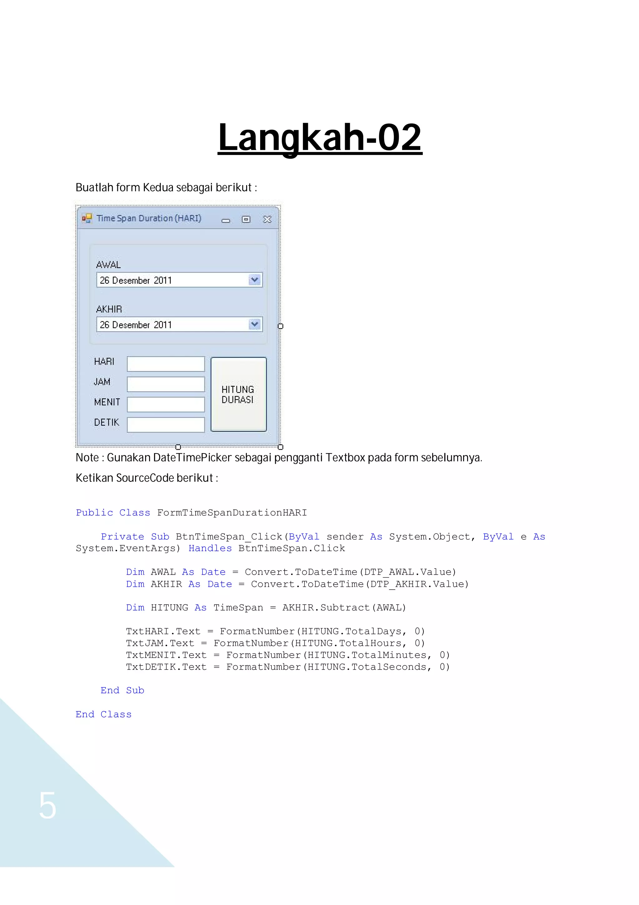 Penggunaan timespan VB.Net