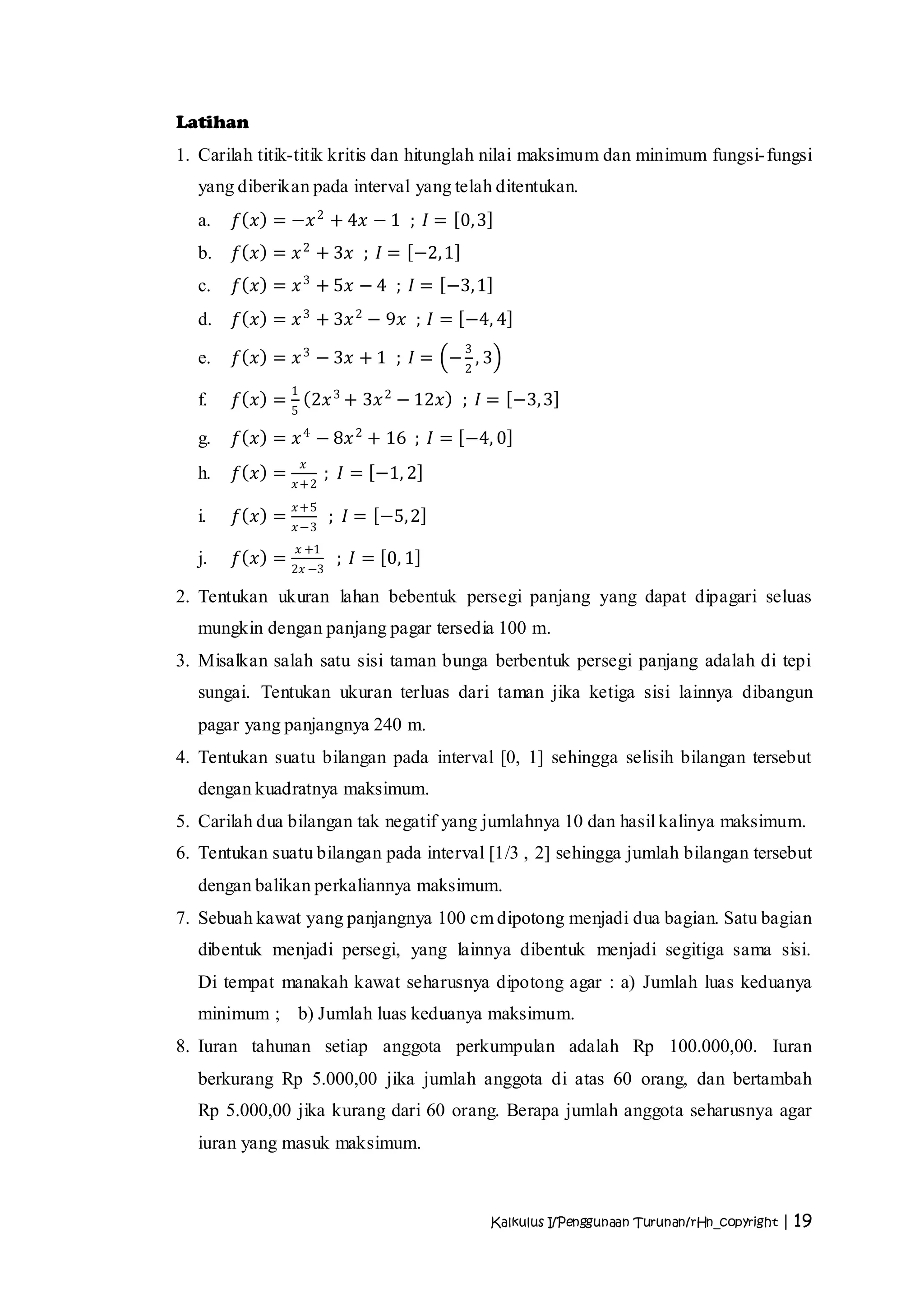 Penggunaan turunan | PDF