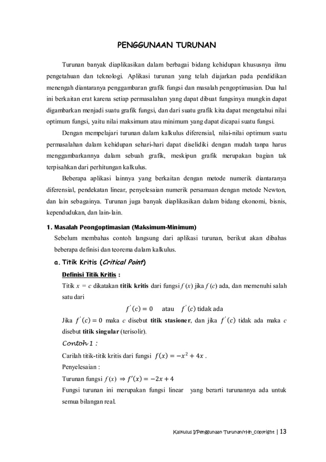 Penggunaan turunan | PDF
