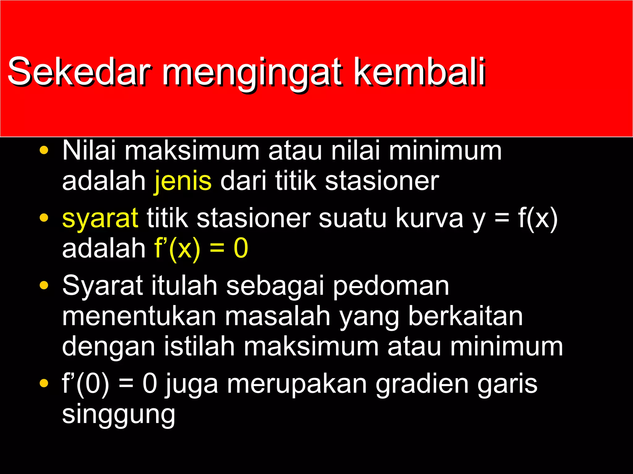Penggunaan turunan fungsi | PPT