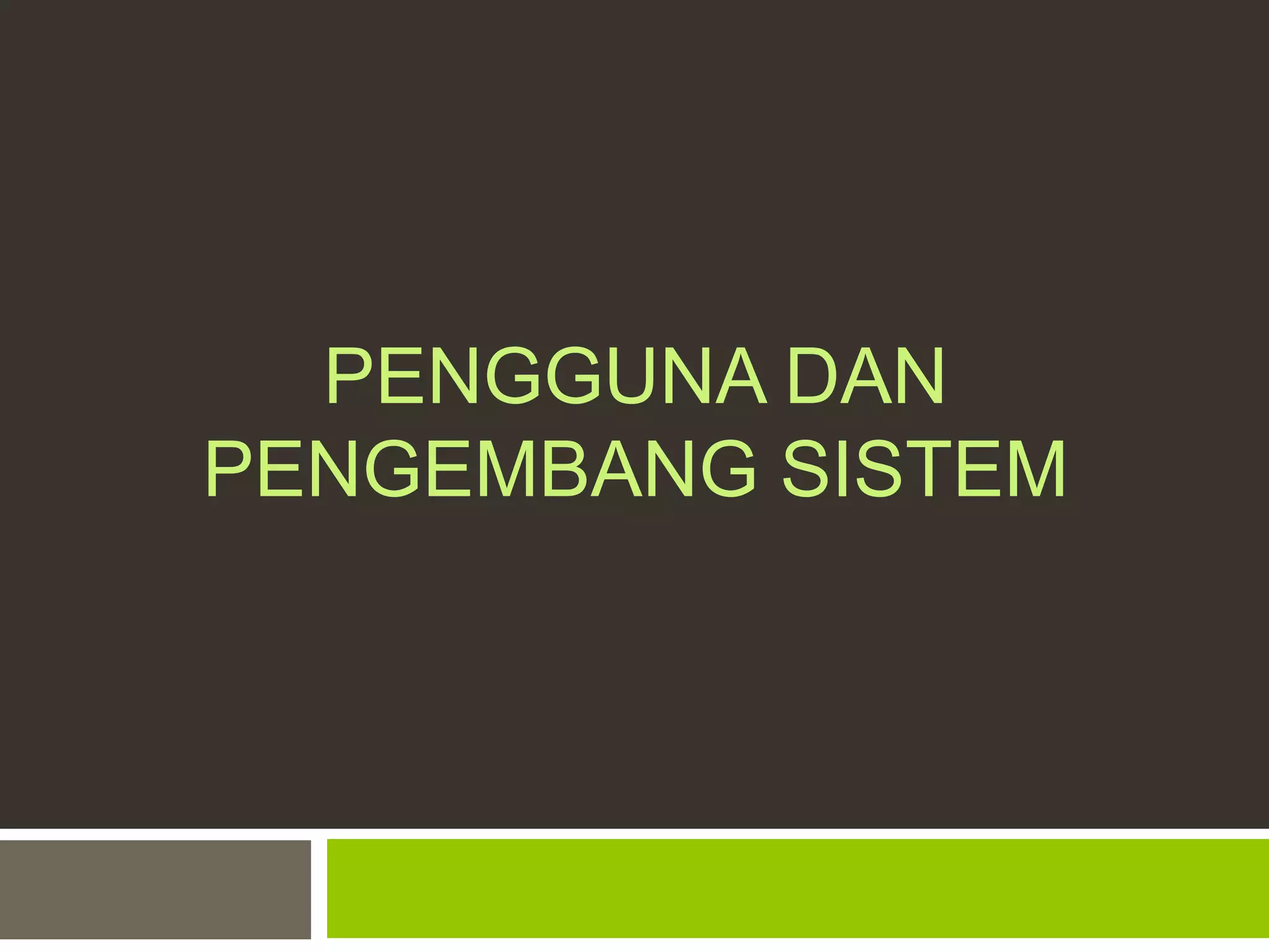 Sistem Informasi Manajemen - Pengguna dan Pengembang Sistem | PPTX
