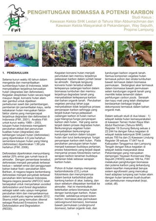 Penghitungan biomassa potensi karbon | PDF